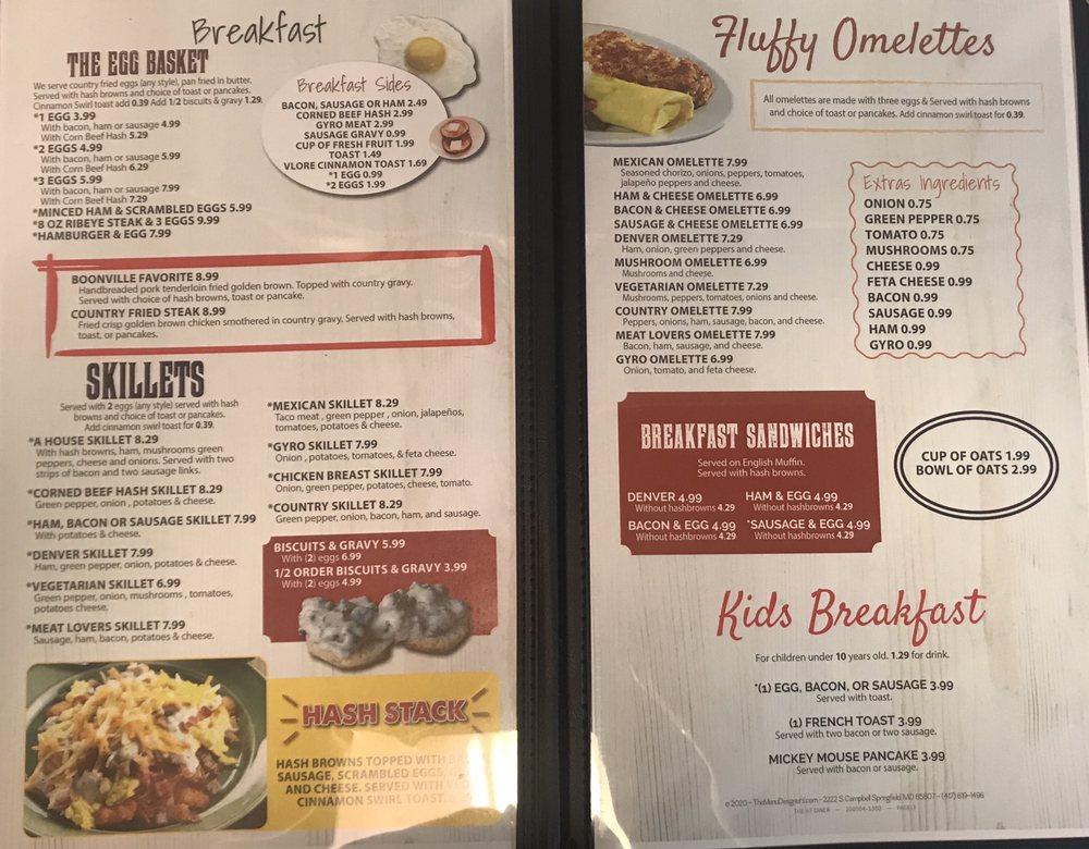 Menu at The 87 Diner restaurant, Boonville