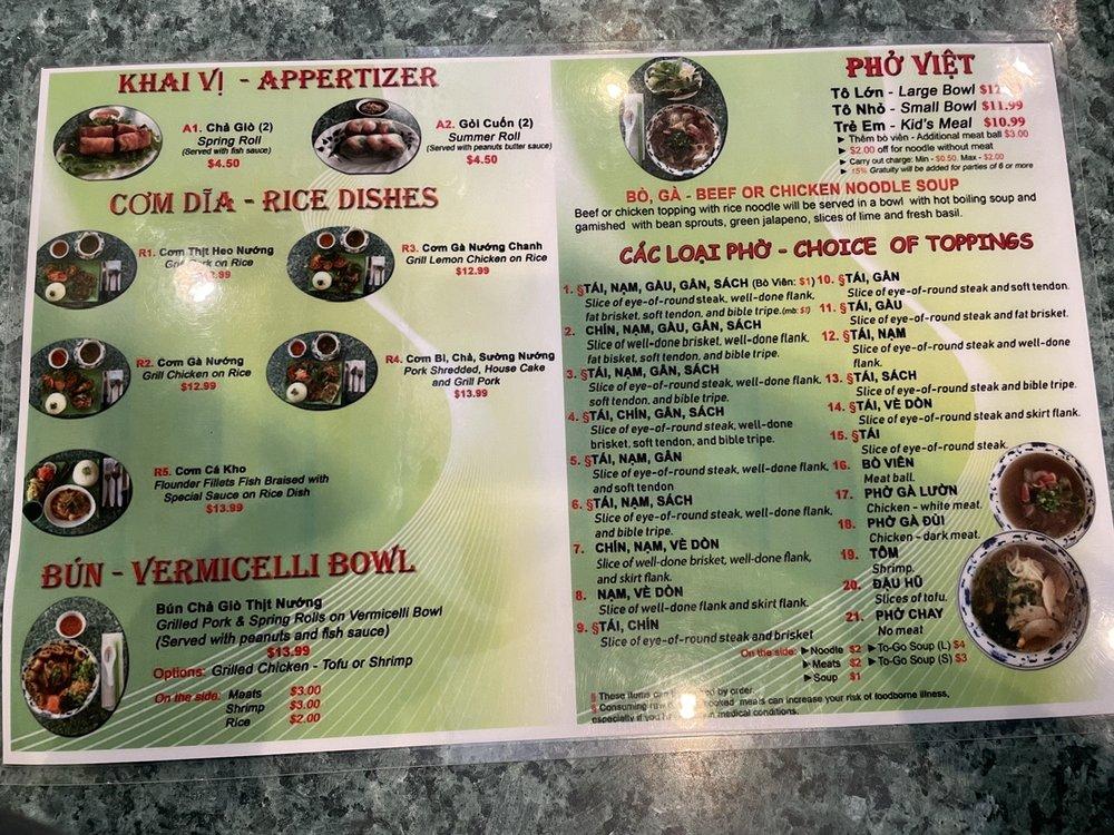 Menu at Viet House Restaurant Ltd, Alexandria