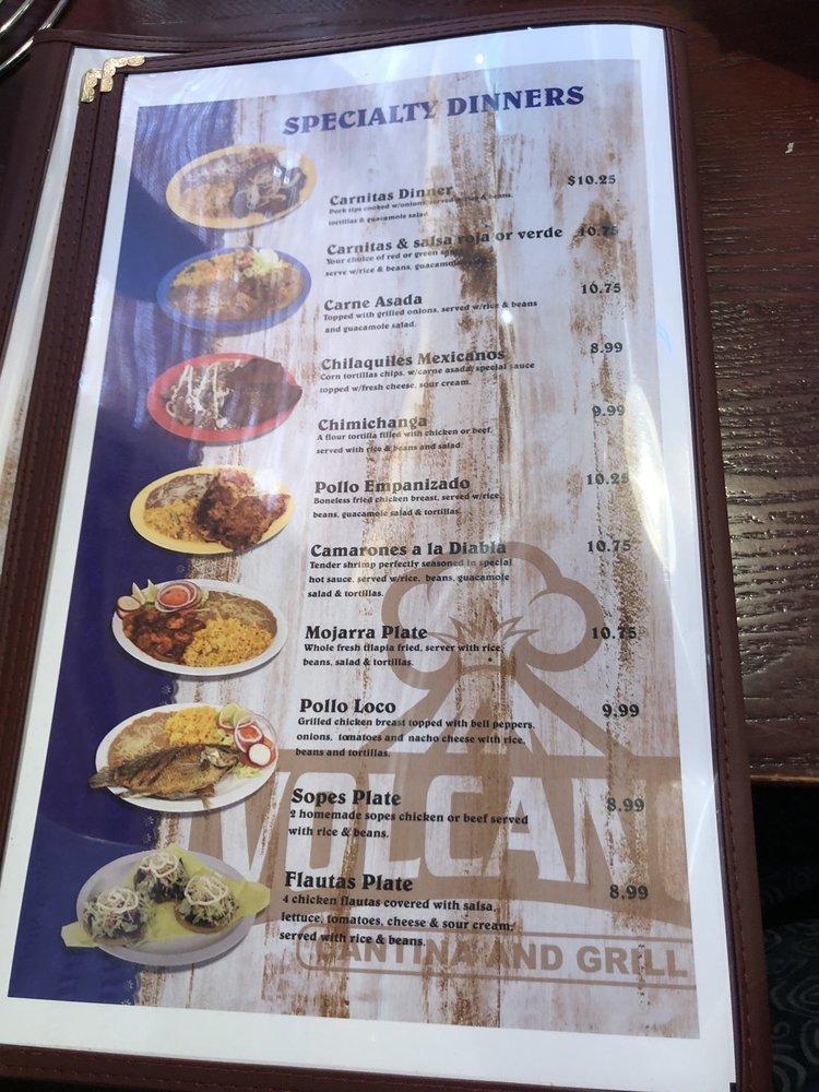 Menu at Volcano's Cantina and Grill restaurant, Norman