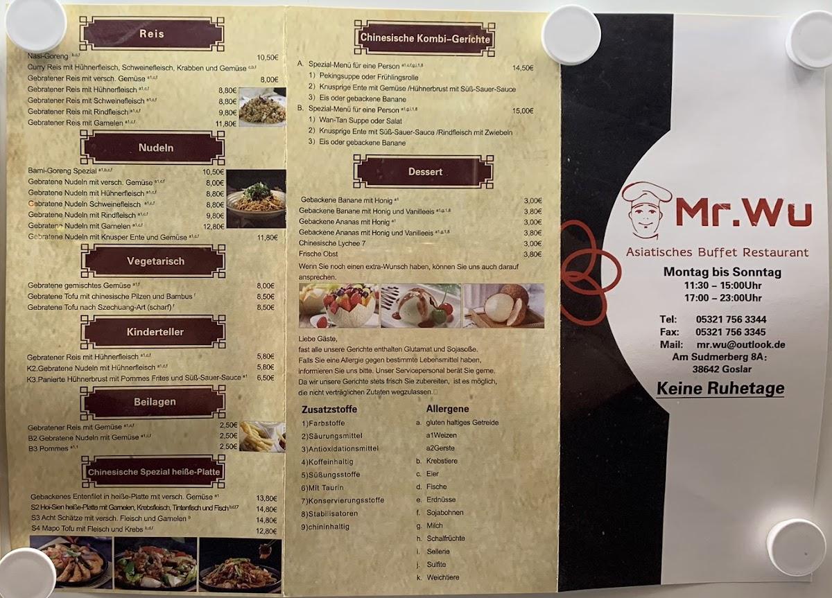 Speisekarte von China Restaurant Mr.Wu, Goslar