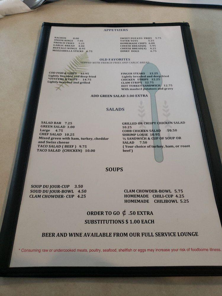 Menu at Fern Restaurant & Lounge, Tillamook