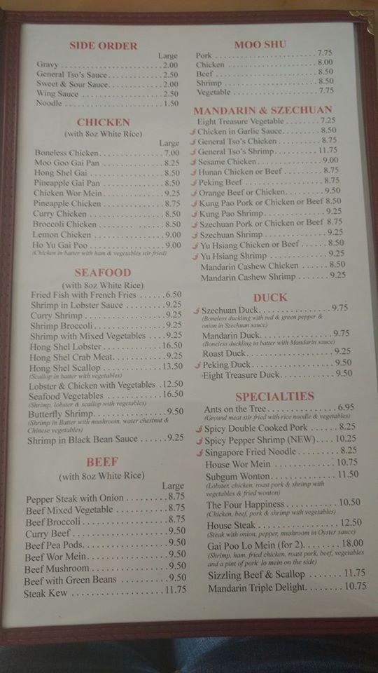 Menu at Fu Ming West Warwick restaurant, West Warwick