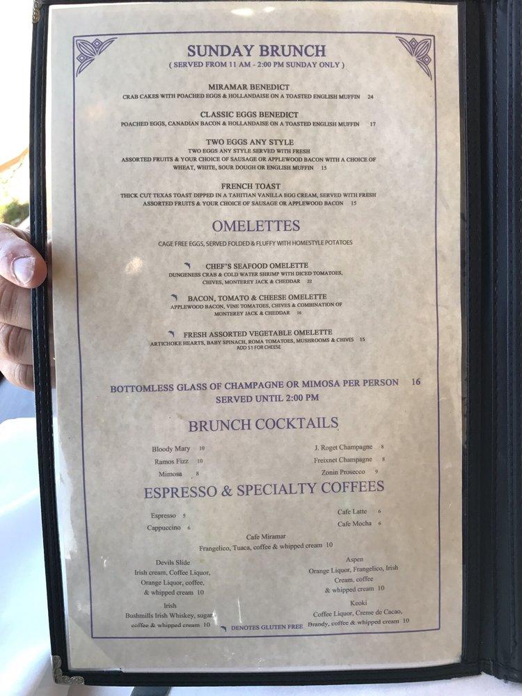 Carta de Miramar Beach Restaurant, Half Moon Bay