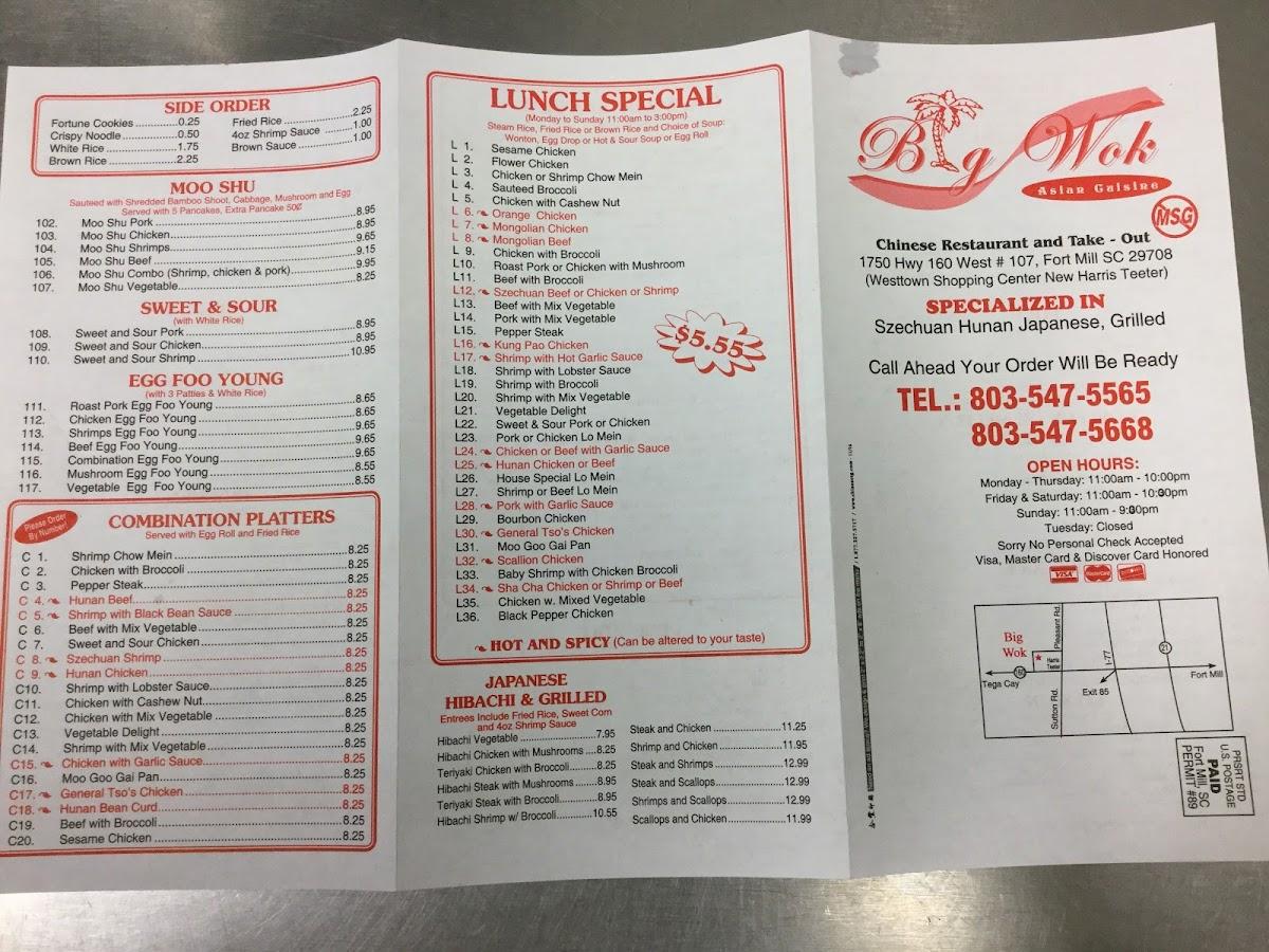 Menu at Big Wok Fort Mill restaurant, Fort Mill