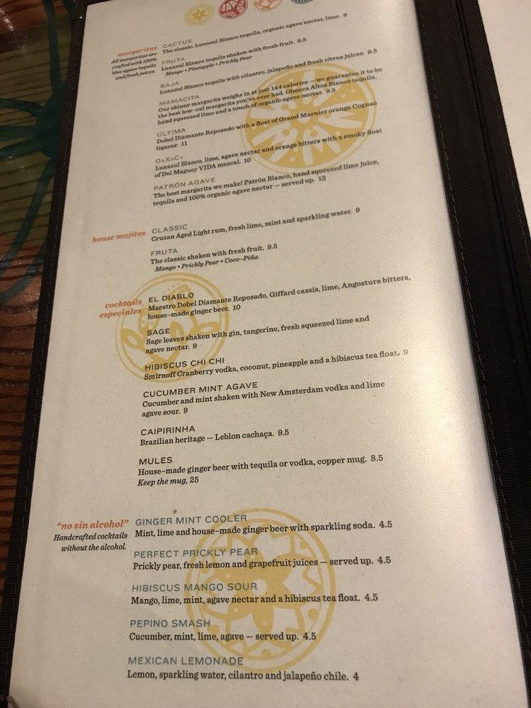 Menu at Cactus South Lake Union restaurant, Seattle, 350 Terry Ave N