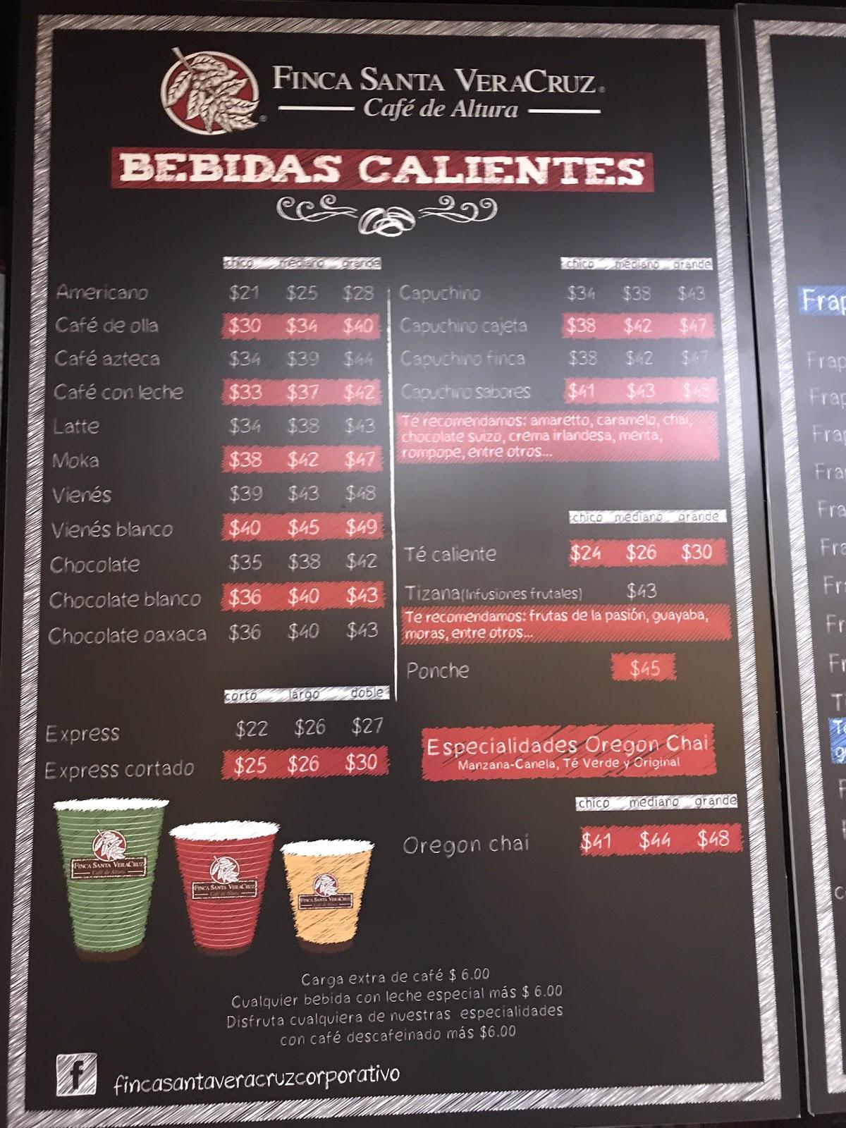 Menu at Finca Santa Veracruz, Ciudad López Mateos, San Luis Potosí 62