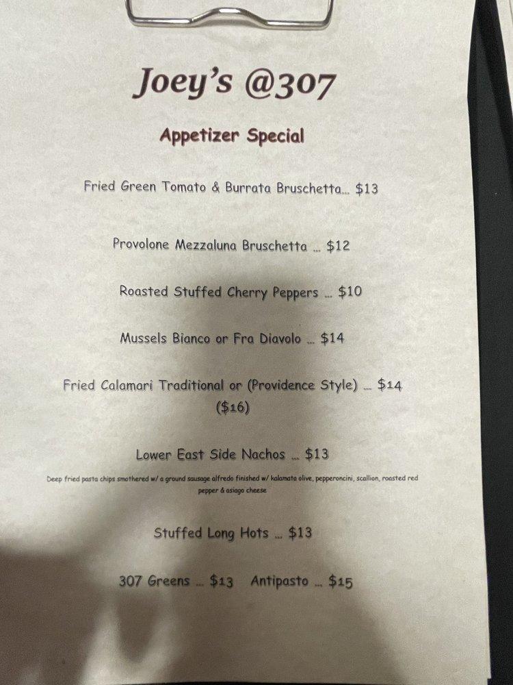 Menu at Joey's @307 Restaurant, Utica, 307 Mohawk St