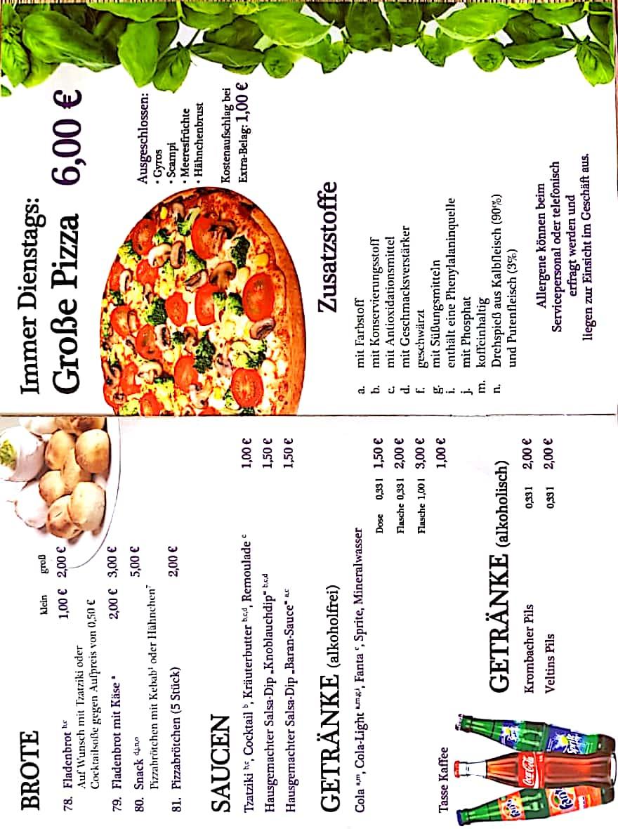 Menu at Pizzeria Baran, Neuenhaus, Hauptstraße 56