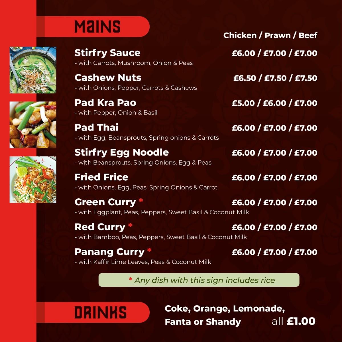 Menu at THAI FUSION TAKAWAY restaurant, Warrington