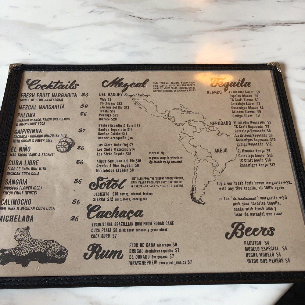 Menu at Mas Tacos Por Favor restaurant, Nashville, 732 Mcferrin Ave