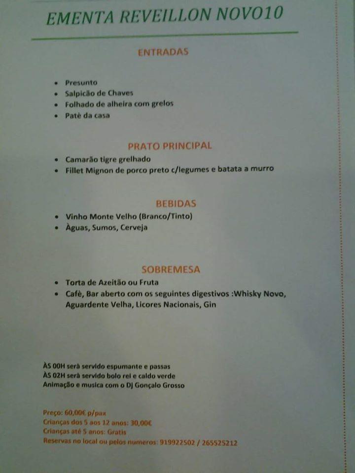 Menu at Restaurante Cervejaria O Novo 10, Setúbal Municipality