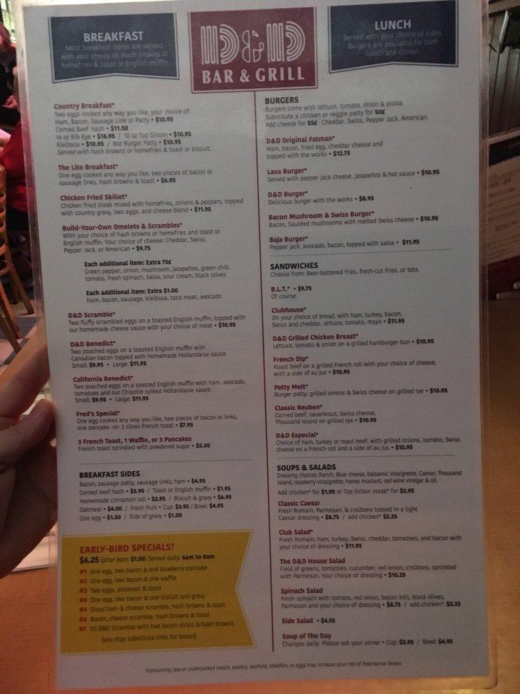Menu at D & D Bar & Grill, Bend
