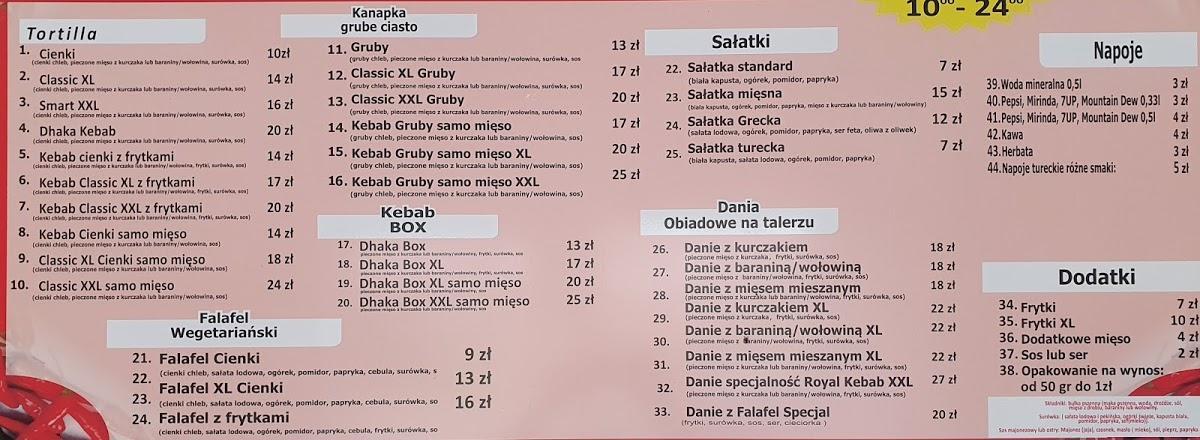 Menu at Delta Kebab cafe, Tczew, Jodłowa 11A