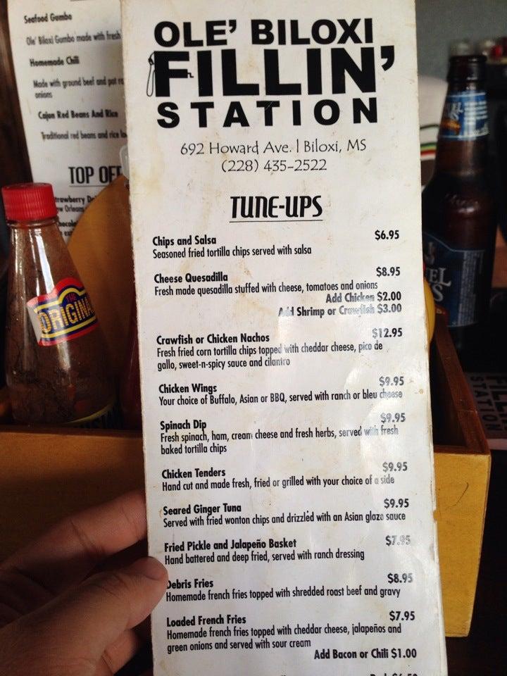 Menu at Fillin' Station pub & bar, Biloxi