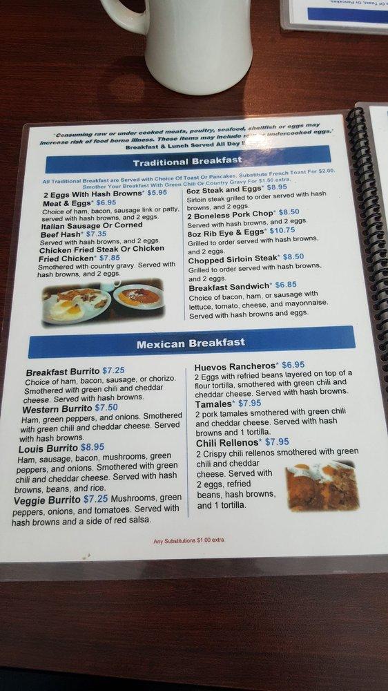 Menu at Louis' Cafe, Golden