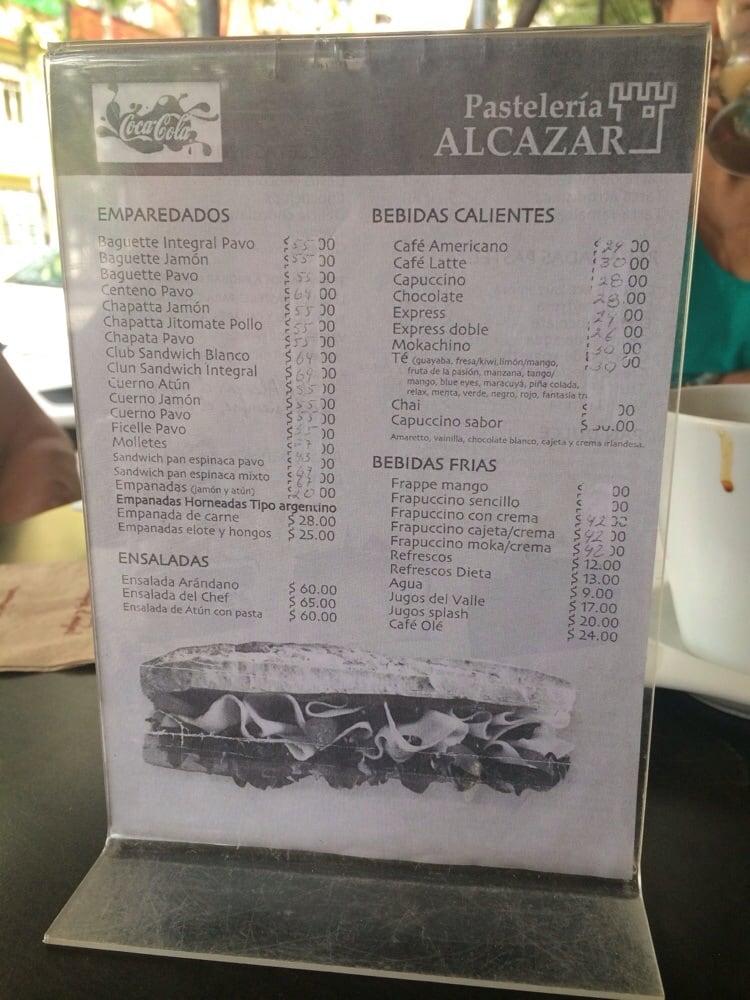 Menu at Pastelería Alcázar Río Panuco restaurant, Mexico City, Río ...