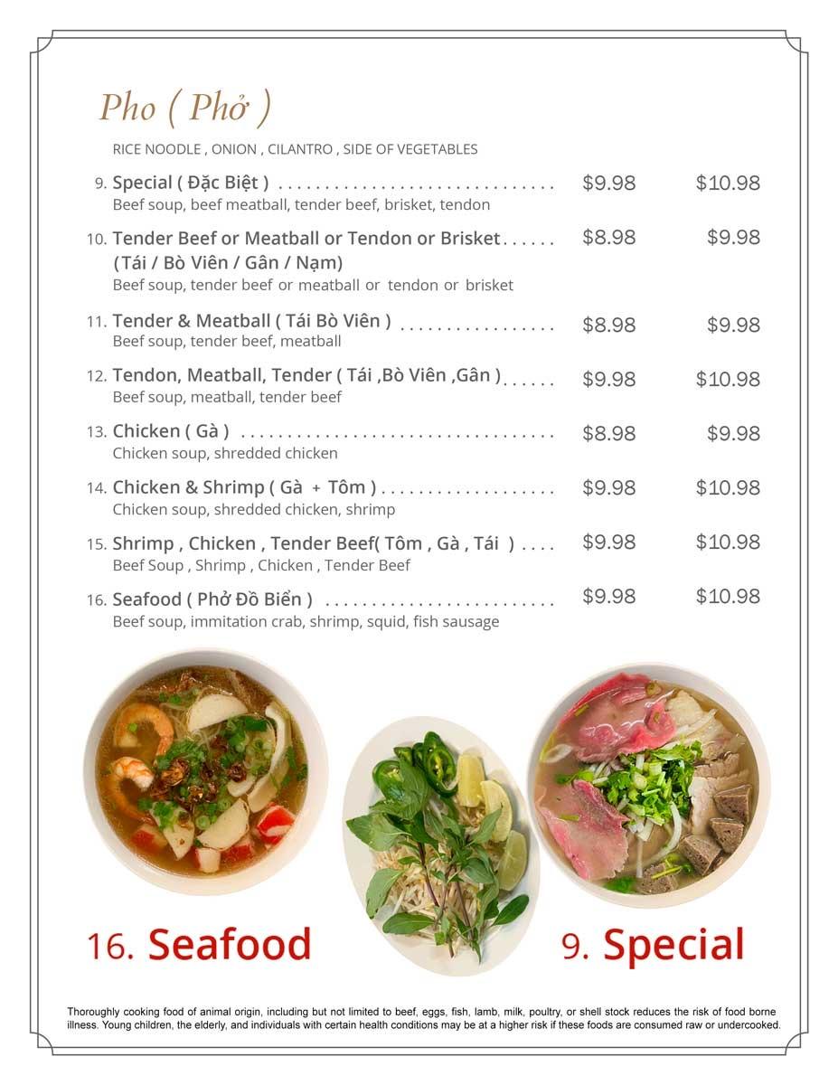 Menu at Pho King Eggroll II LLC restaurant, Goodyear