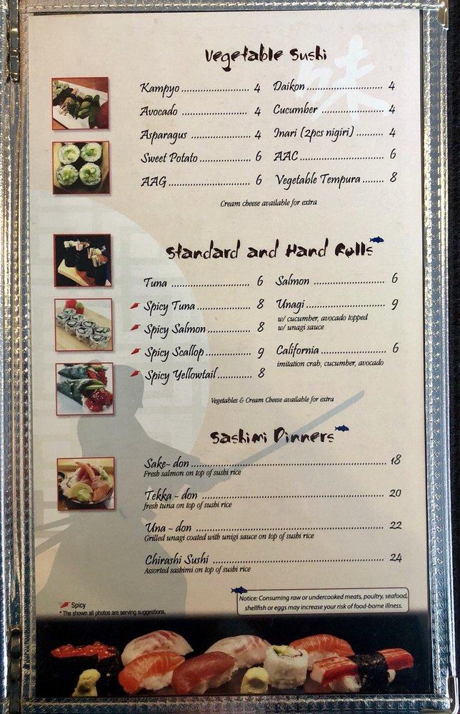 Menu at Samurai Sushi Bar & Grill, Aberdeen