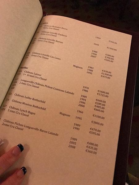 Menu at Dromoland Castle Hotel pub & bar, Newmarket on Fergus