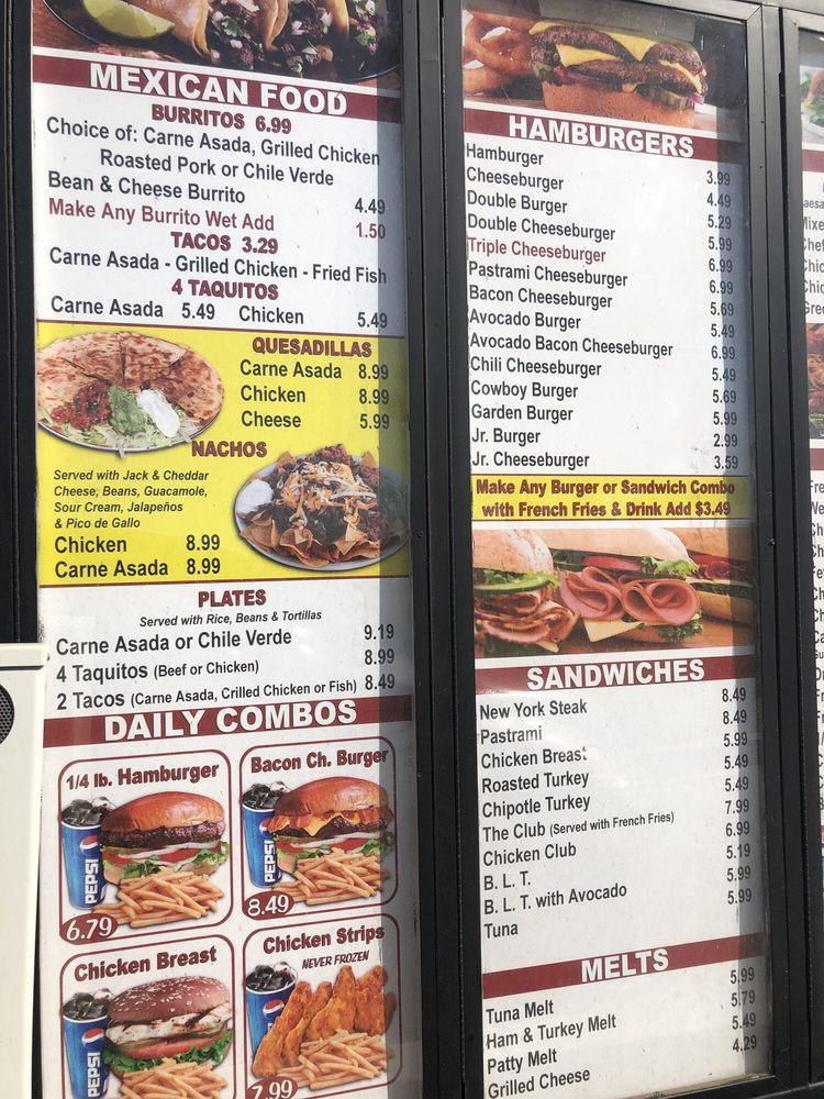 Menu at Angelo's Burgers restaurant, Moreno Valley