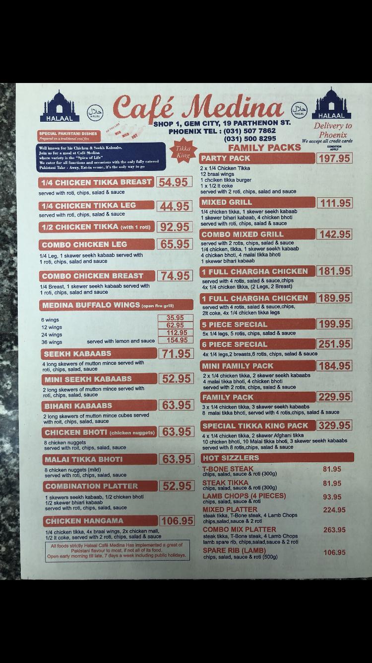 Menu at Cafe Medina, Phoenix