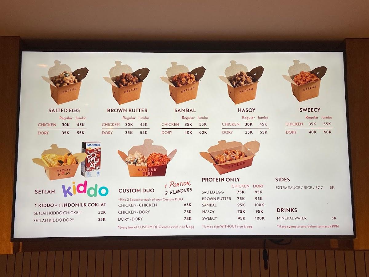 Menu at Eatlah Yogyakarta restaurant, Sariharjo, 699R+VMM