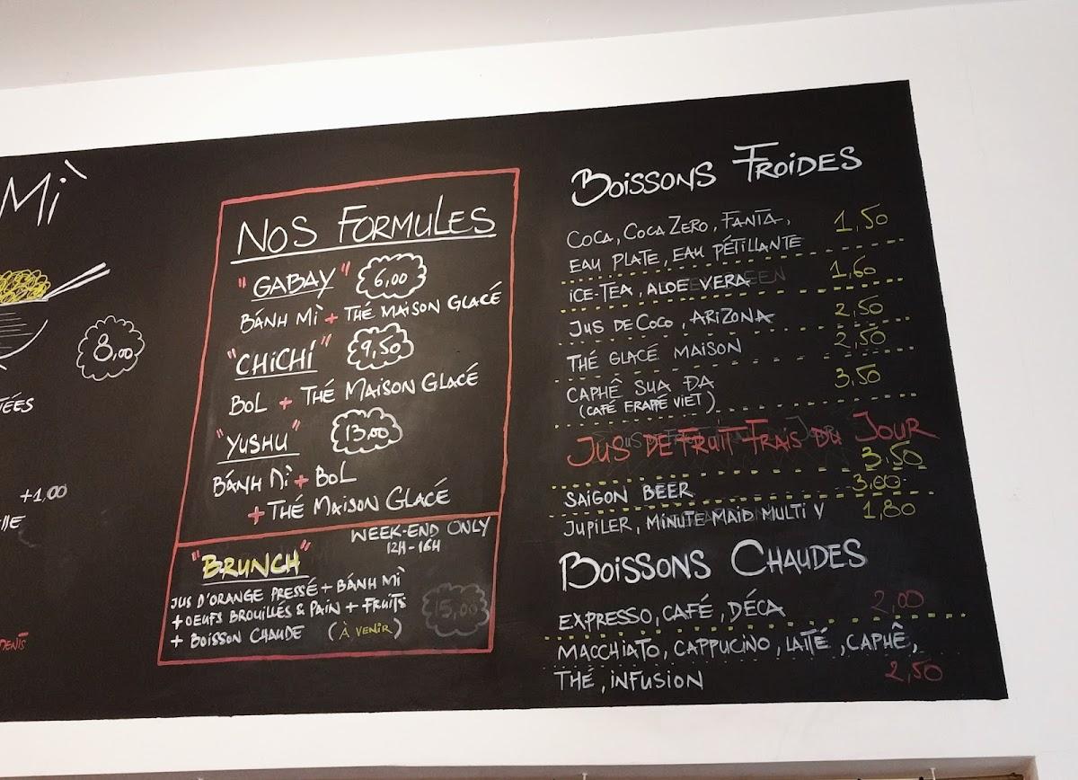 Menu au Restaurant O Banh Mi, Etterbeek