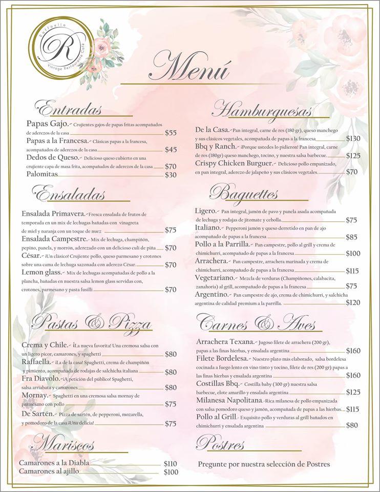 Menu at Raffaella Vintage Restaurante Cafe, Sahuayo