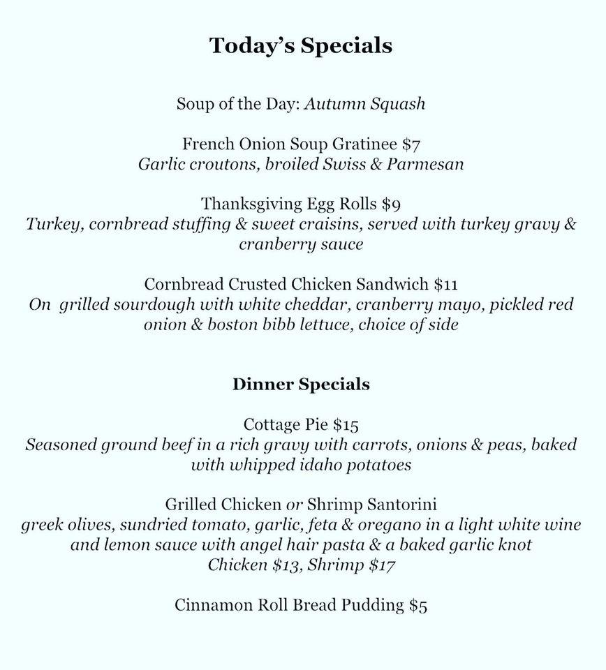 Menu at The Back Nine Club, Lakeville