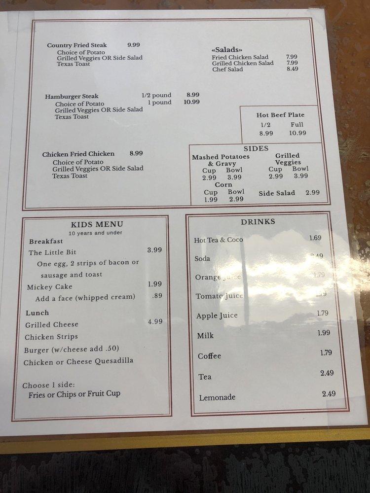 Menu at The Cracked Egg restaurant, Mountain Home