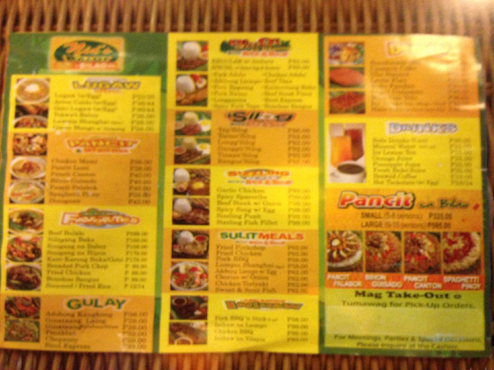Menu at Nids Binalot & Lugawan restaurant, Lipa, Unit 01244