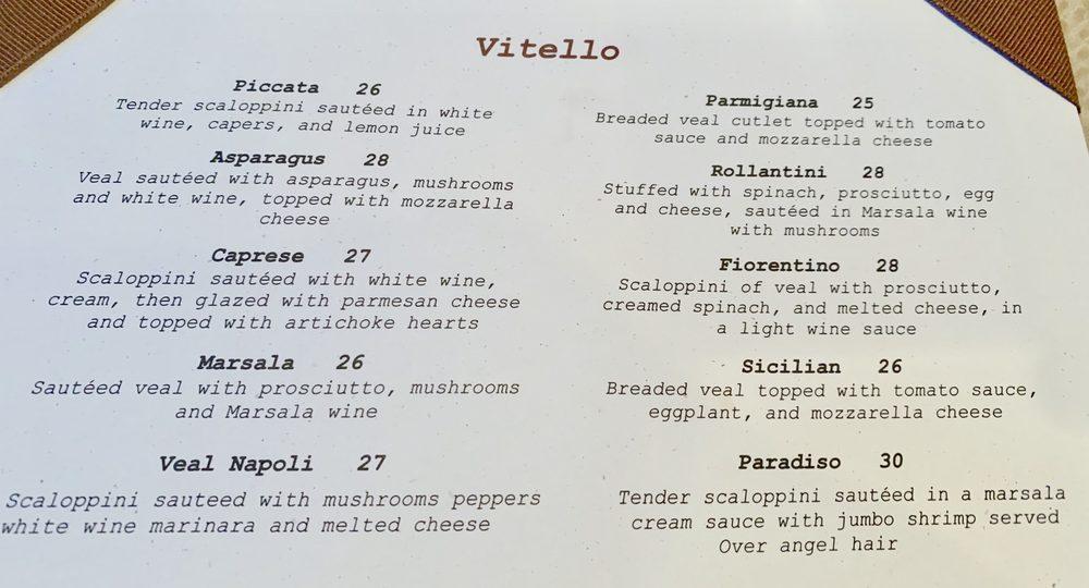 Menu at Isle of Capri restaurant, Virginia Beach