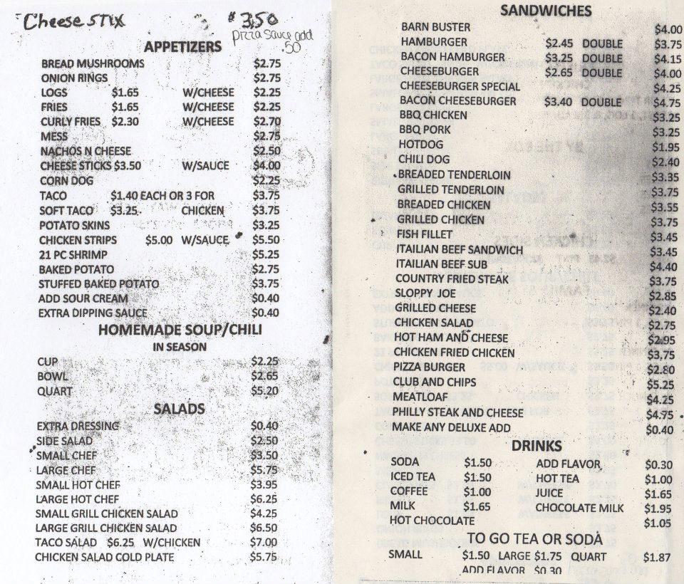 Menu at Little Red Barn, Wayne City, 802 W Robinson Ave