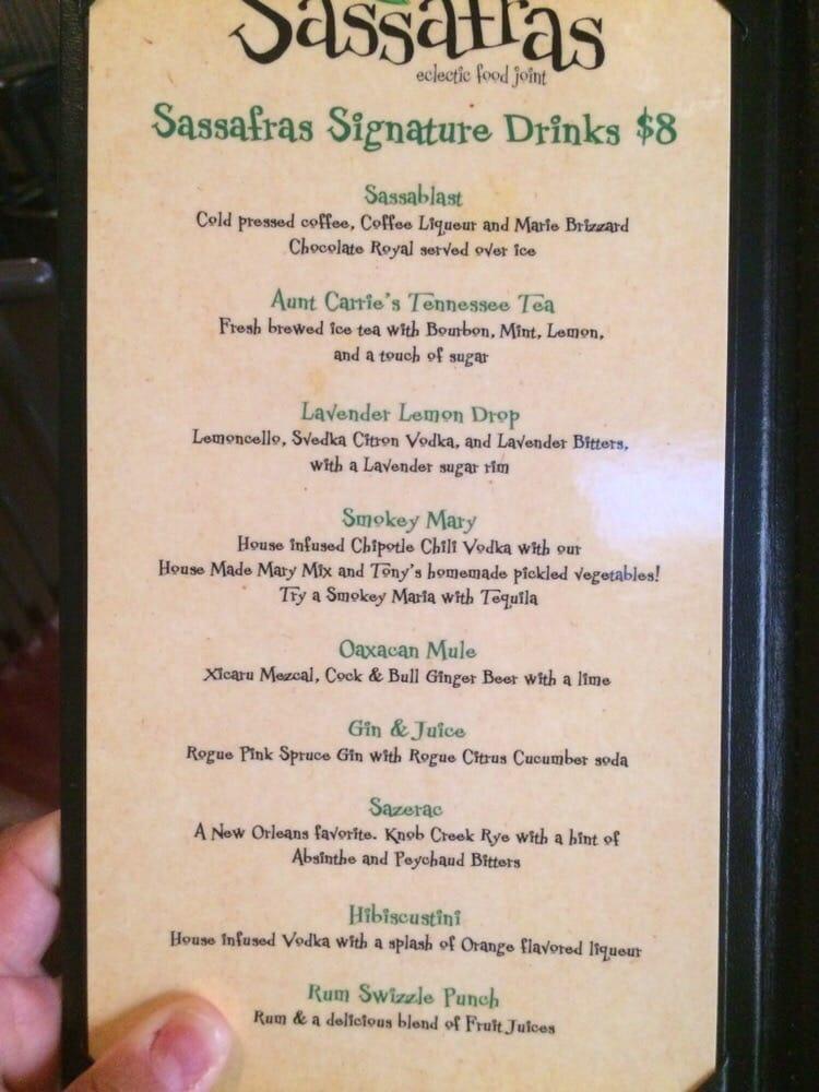 Menu at Sassafras Eclectic Food Joint pizzeria, Carson City, Old Hot ...