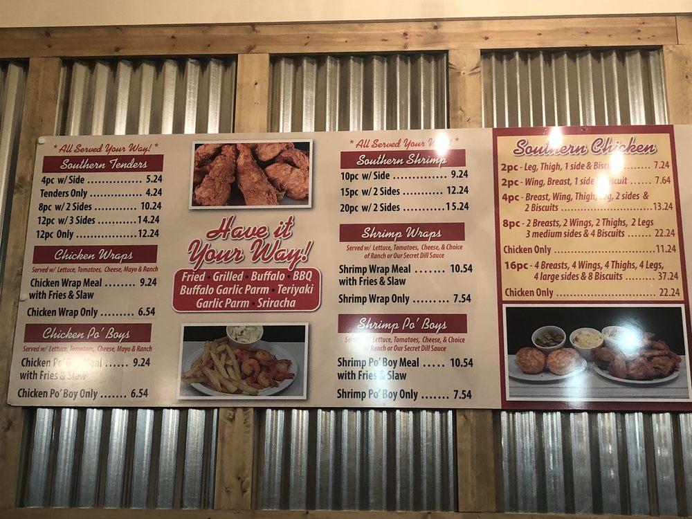 Menu at Southern Chicken restaurant, Surfside Beach