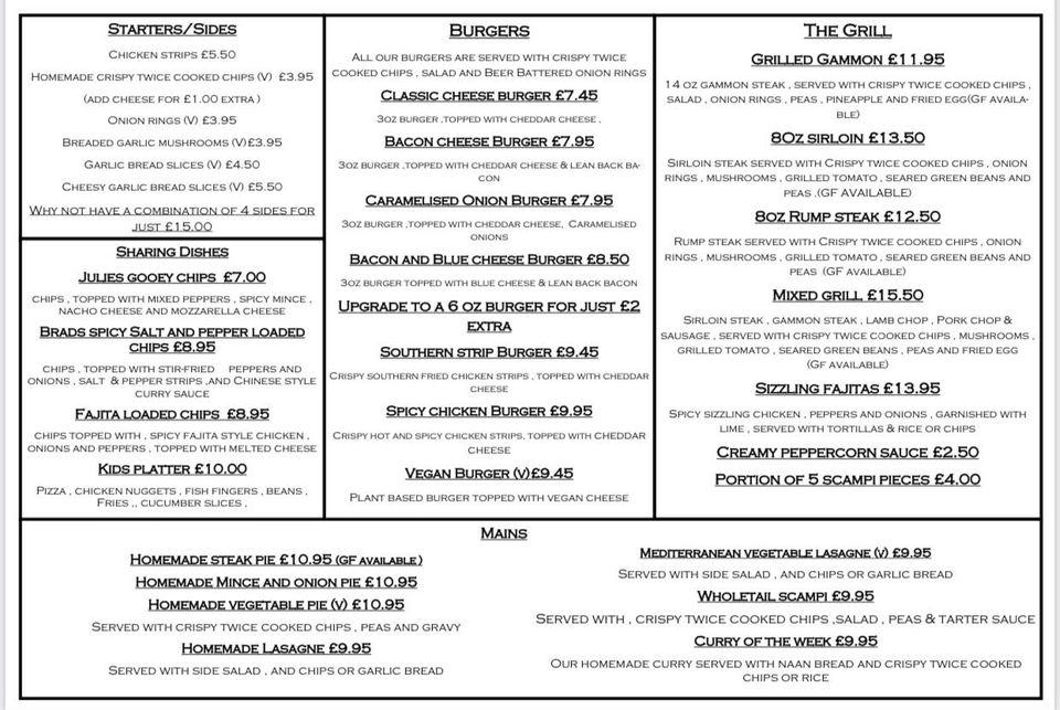 Menu at THE HILLTOP pub & bar, Conisbrough