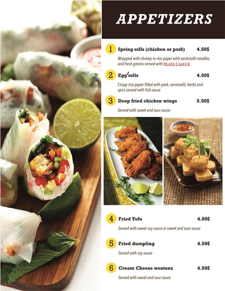 Menu at Taste of Vietnam restaurant, Chisago City