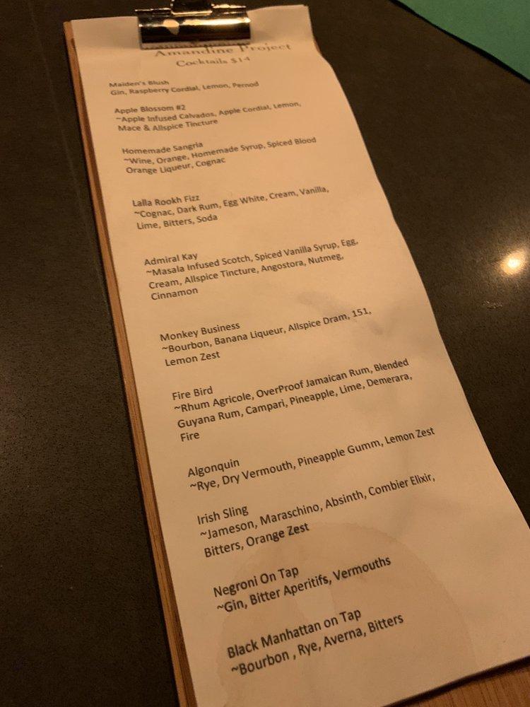 Menu at Amandine Lounge pub & bar, Los Altos