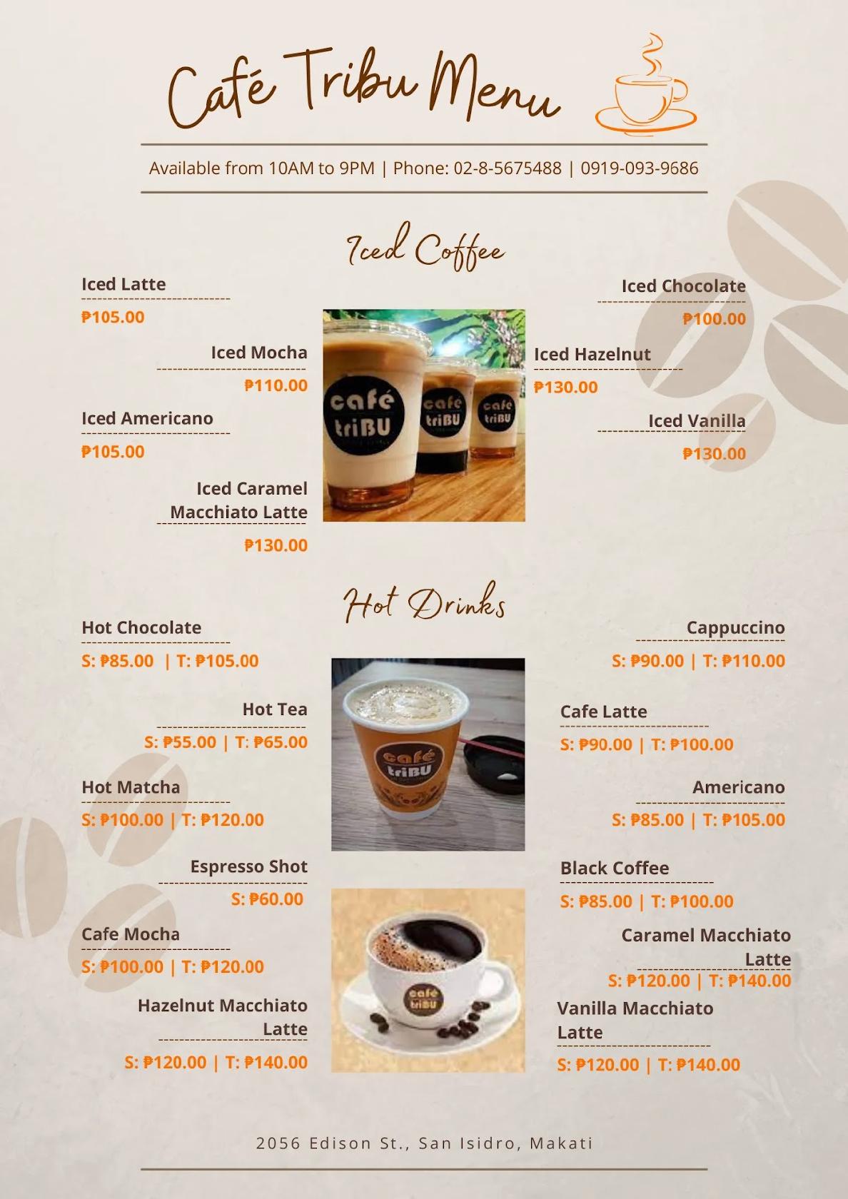 Menu at Cafe Tribu - Makati Edison Branch, Makati