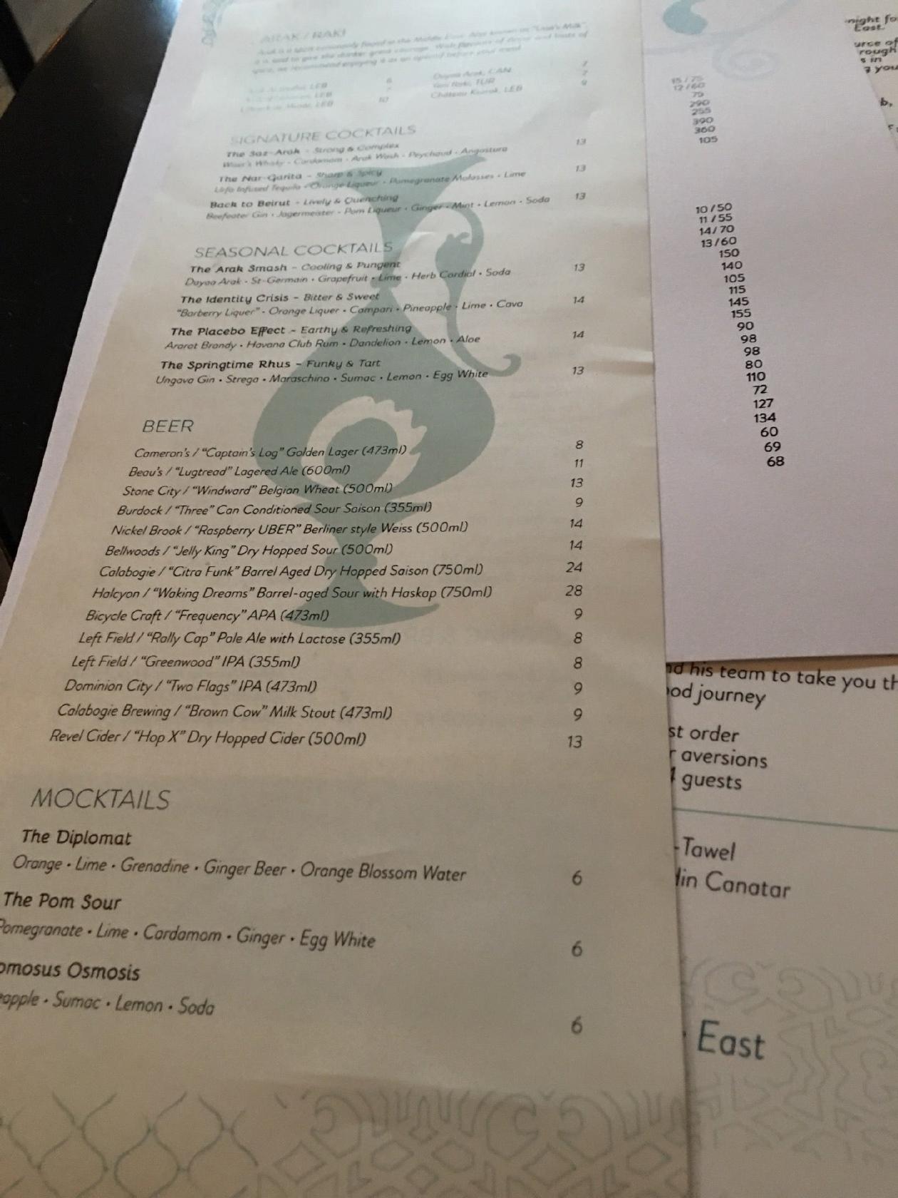 Menu at Fairouz Cafe, Ottawa, 343 Somerset St W