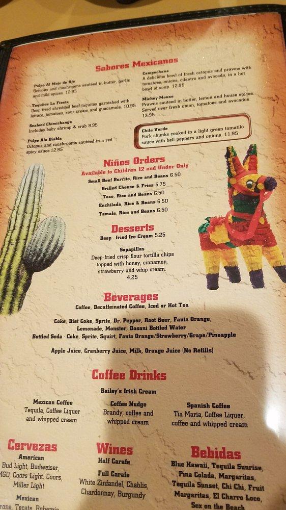 Menu at La Fiesta restaurant, Elko