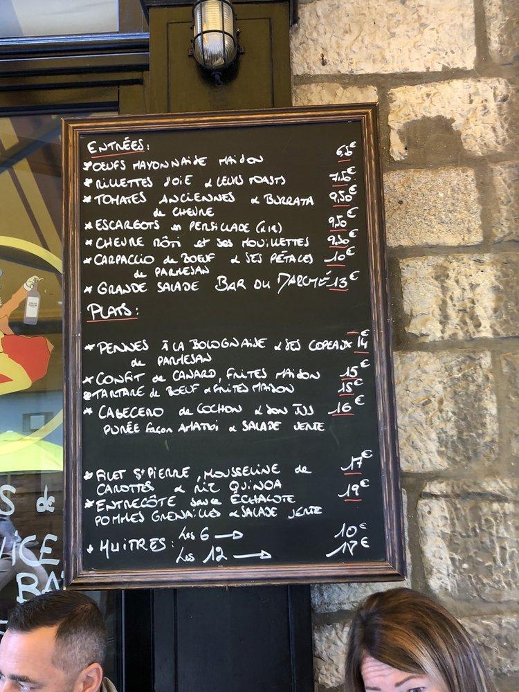 Menu au Bar du Marché, Biarritz, Rue des Halles