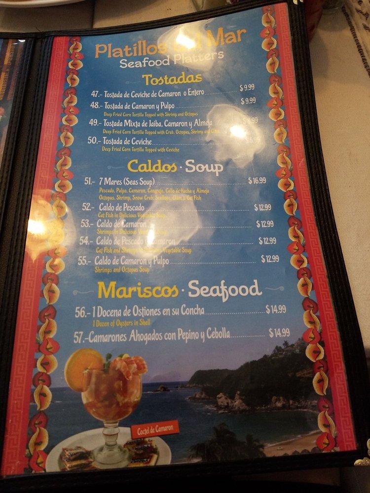Menu at Oaxaca Restaurant, Fresno