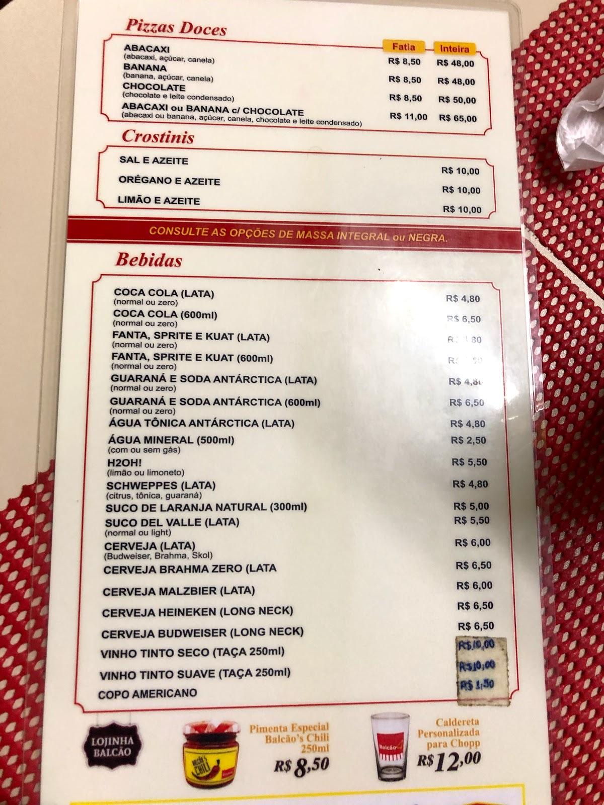 Menu em Pizza Balcão pizzaria, Bauru, R. Rio Branco