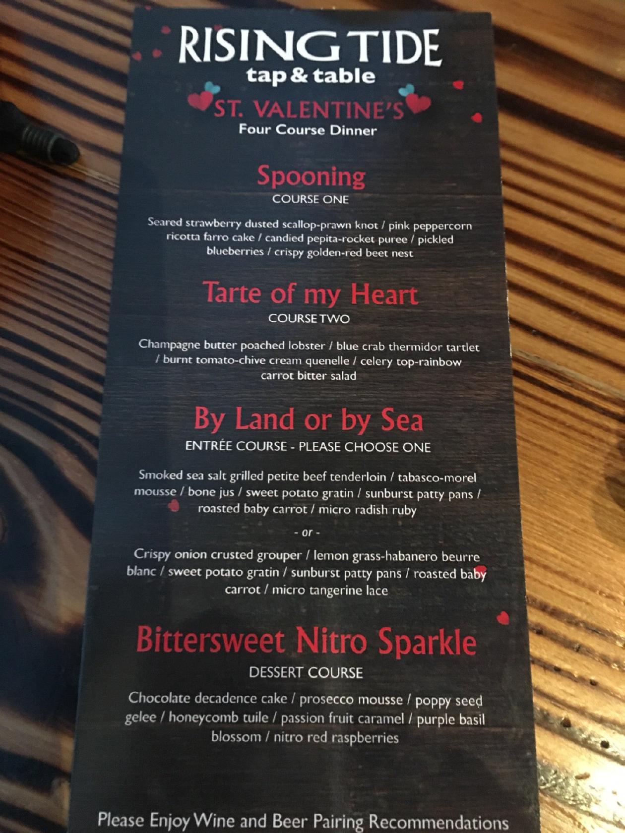 Menu at Rising Tide Tap & Table pub & bar, Cape Canaveral