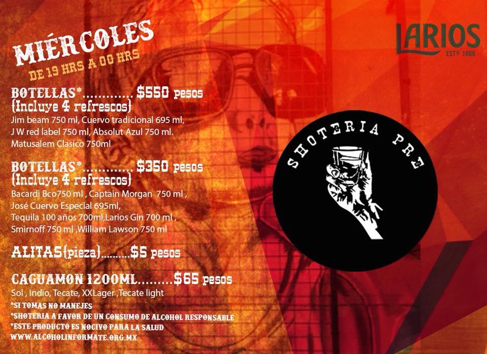 Menu at Shoteria Pre Xochimilco pub & bar, Mexico City