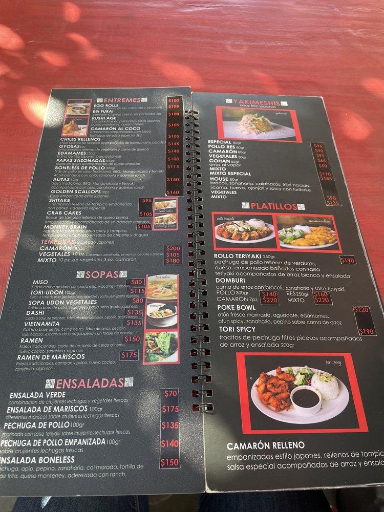 Menu at Sushi Sun restaurant, Puerto Peñasco