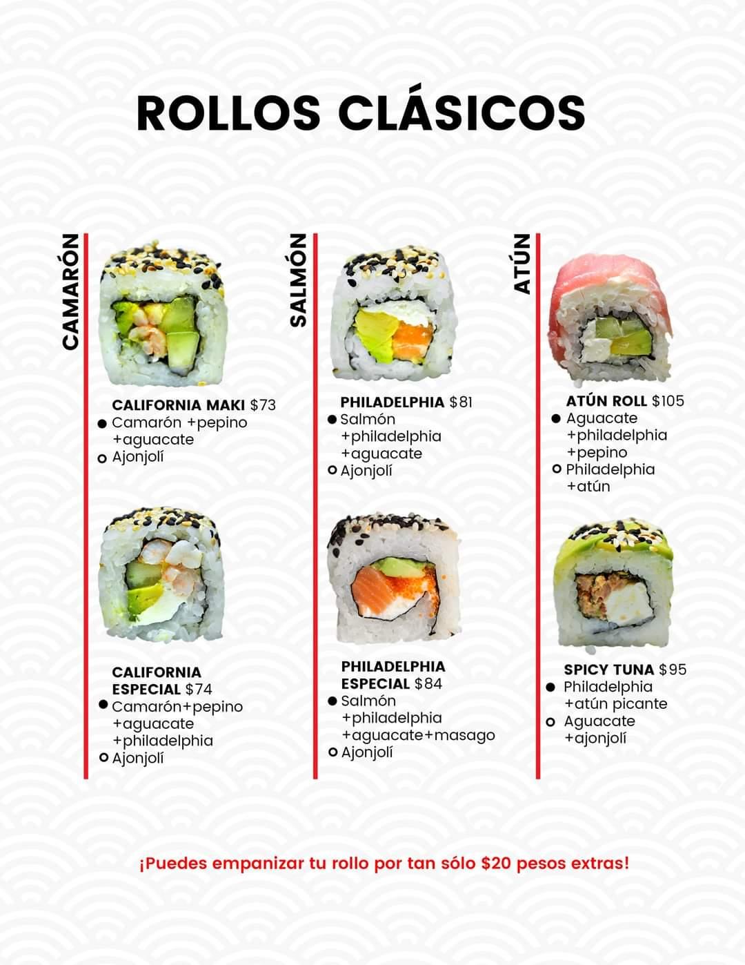 Menu at Sushi Go Tampico restaurant, Tampico
