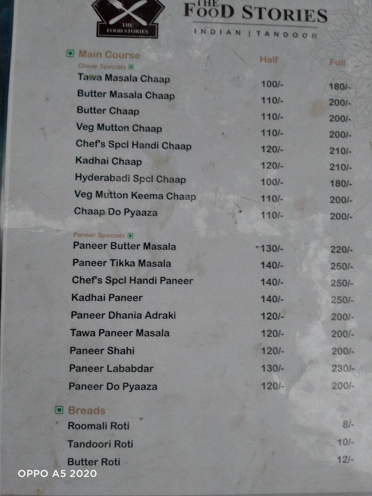 Menu at The food stories, Khair