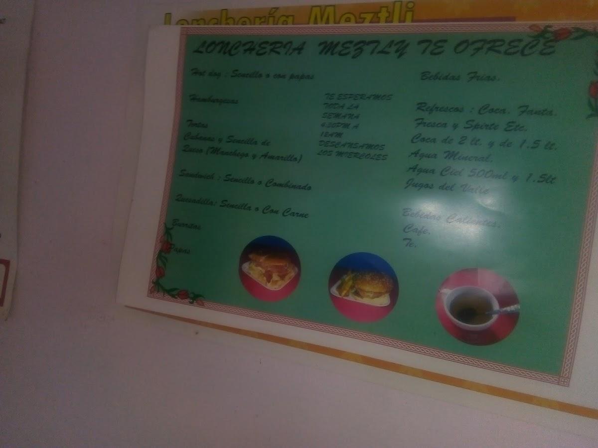 Carta del restaurante Cenaduria doña Chela "Meztly", San Juan del Abajo
